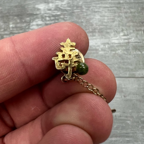 Vintage | Accessories | Vintage Gold Tone Jade Tie Tack Pin | Poshmark
